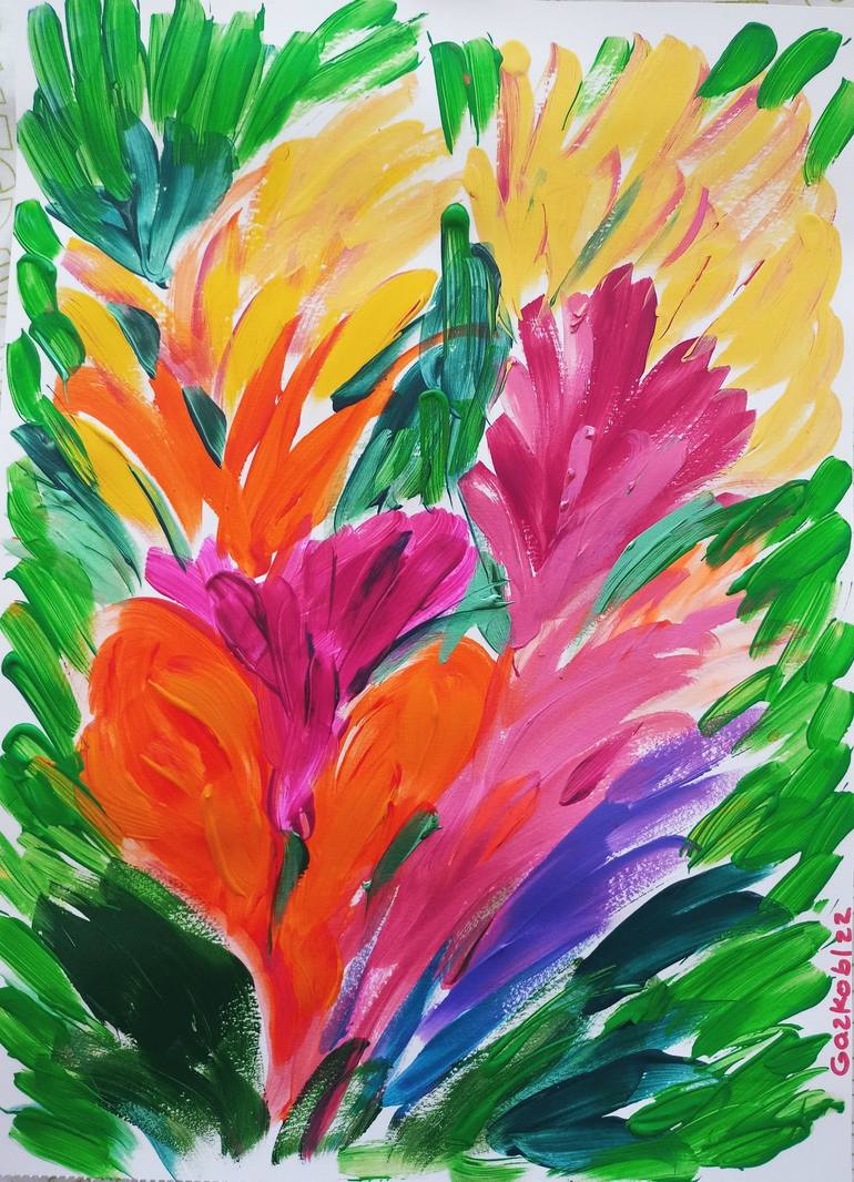 Caribbean flowers Painting by A Gazkob | Saatchi Art