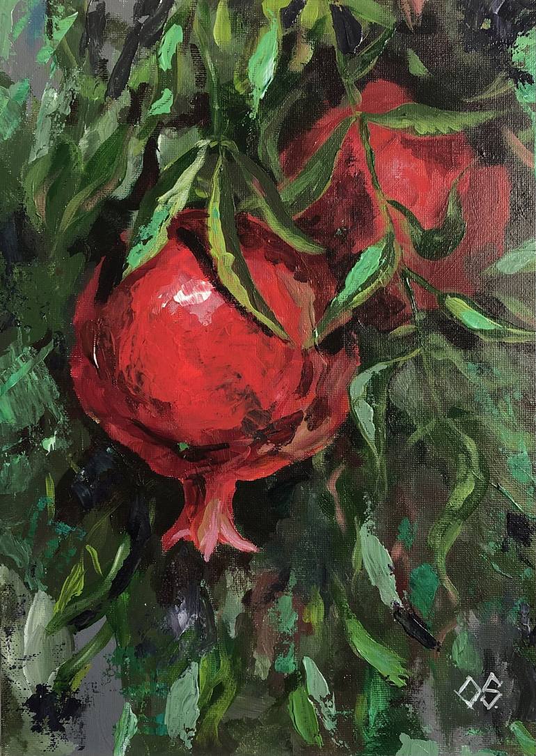 Red grenades Painting by Olga Sineckaya | Saatchi Art