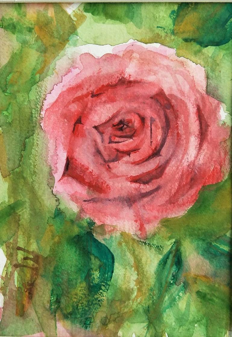 RL Art NZ - Red Rose - Watercolour Loose Style Painting by Rachel Lin ...