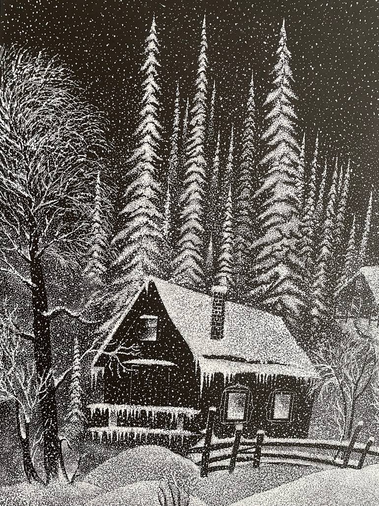 A dream on a winter night Drawing by MARIYA SOKOLOVA | Saatchi Art