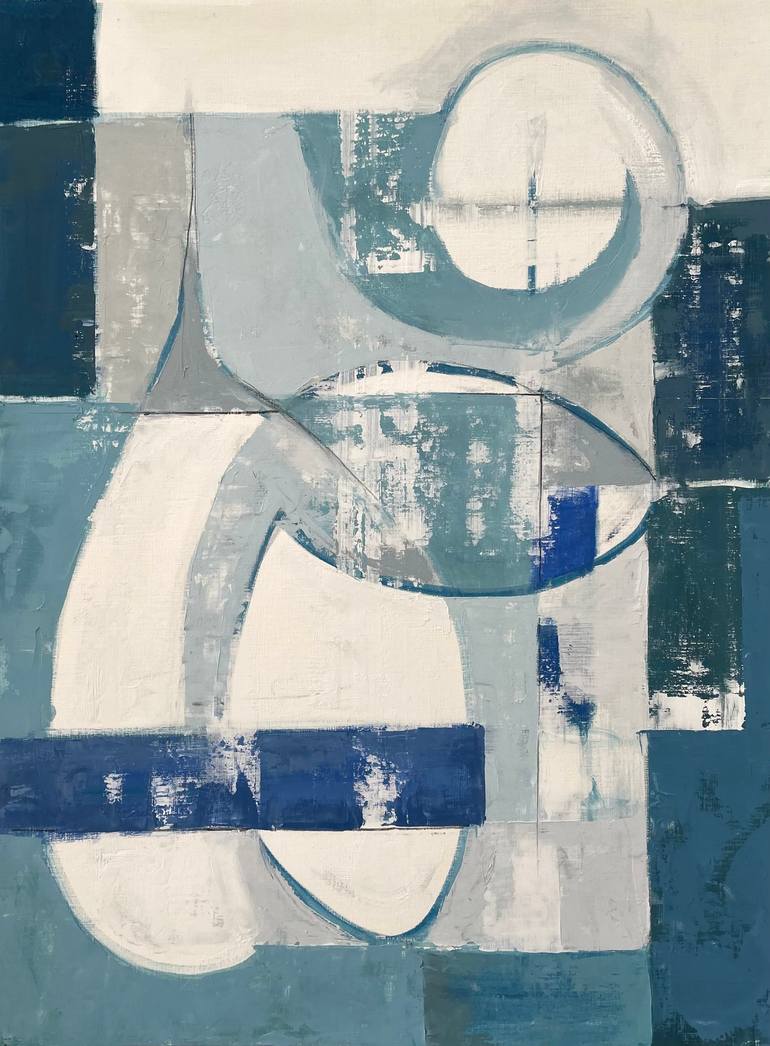 Organic Shapes Study with Shades of Blue Painting by James Murray ...