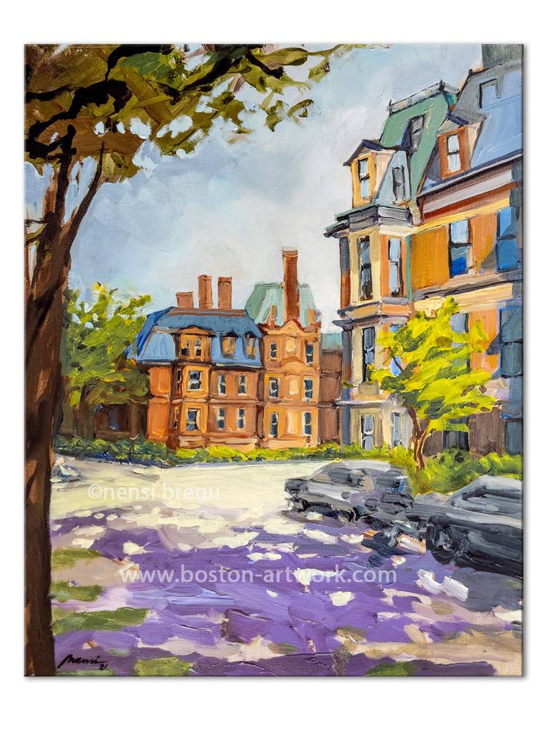 Brownstones at Comm Ave BOSTON Painting by Nensi Karanxha | Saatchi Art