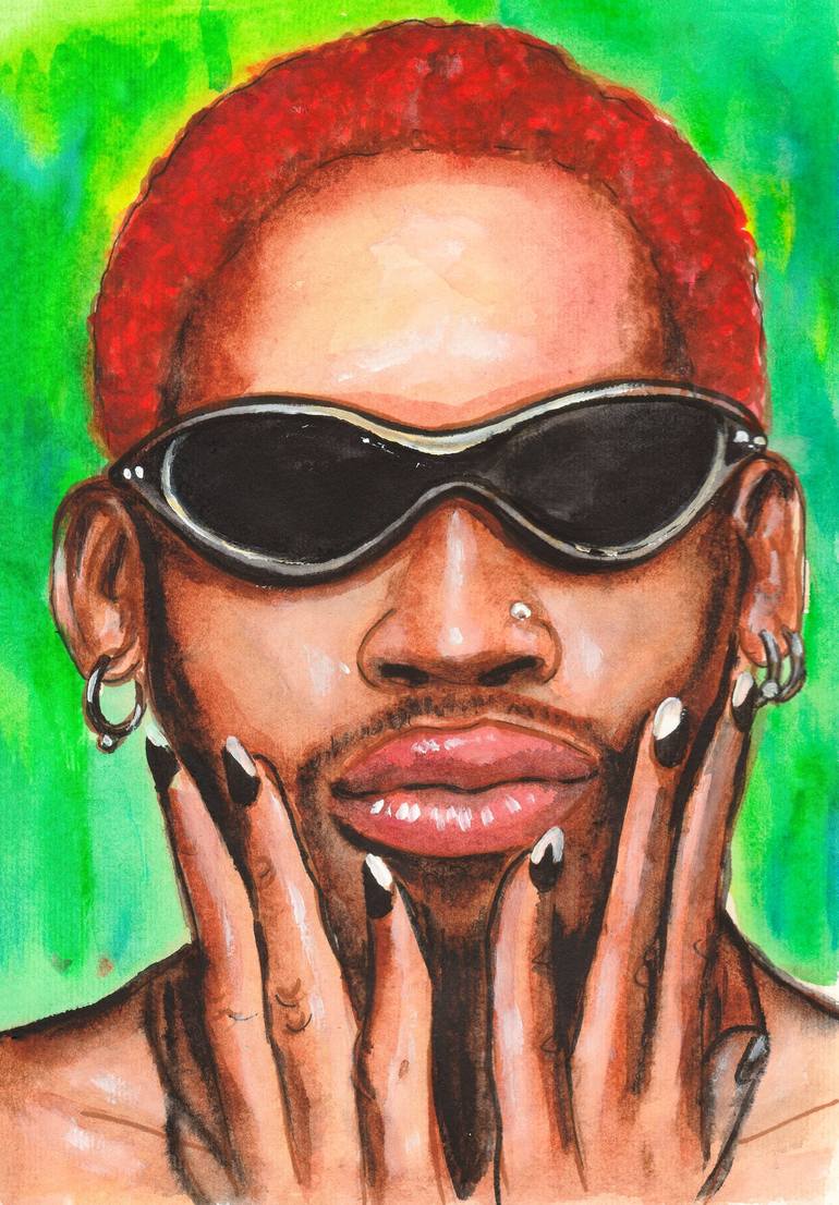 Dennis Rodman, ORIGINAL watercolor Painting by Svetlana Pelin | Saatchi Art