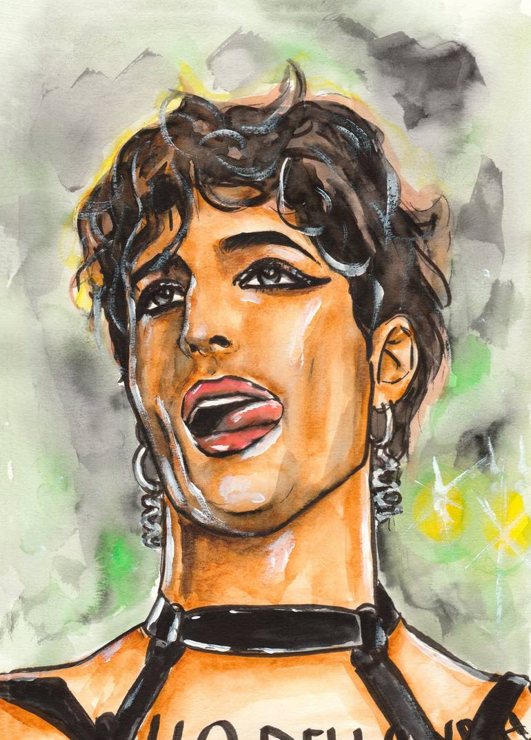 Damiano David, Maneskin, ORIGINAL Watercolor Painting Painting by Svetlana Pelin | Saatchi Art ...