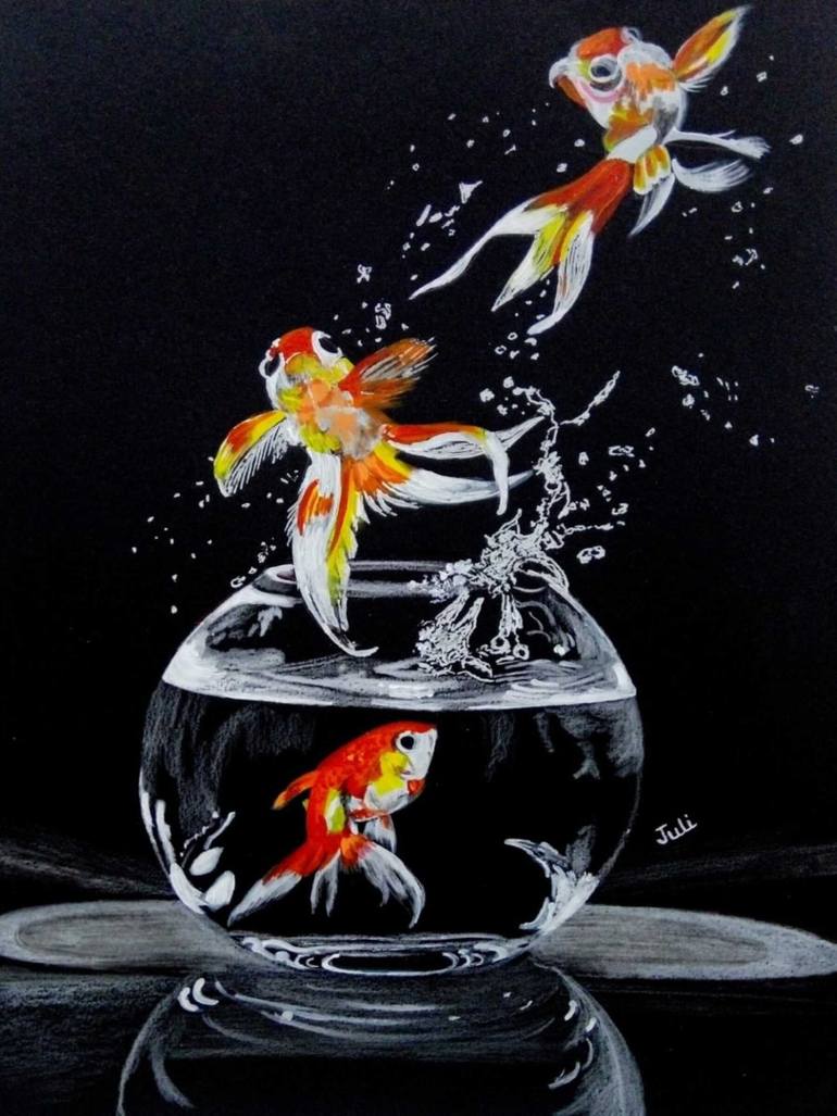 Goldfish Painting by Juli Bhowmik | Saatchi Art