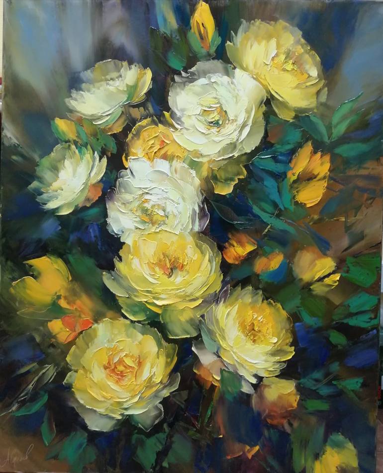 Ellow roses Painting by Alexandr Sergeev | Saatchi Art