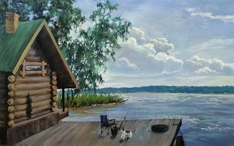 Rest on the pier Painting by Lyubov Simonenko | Saatchi Art