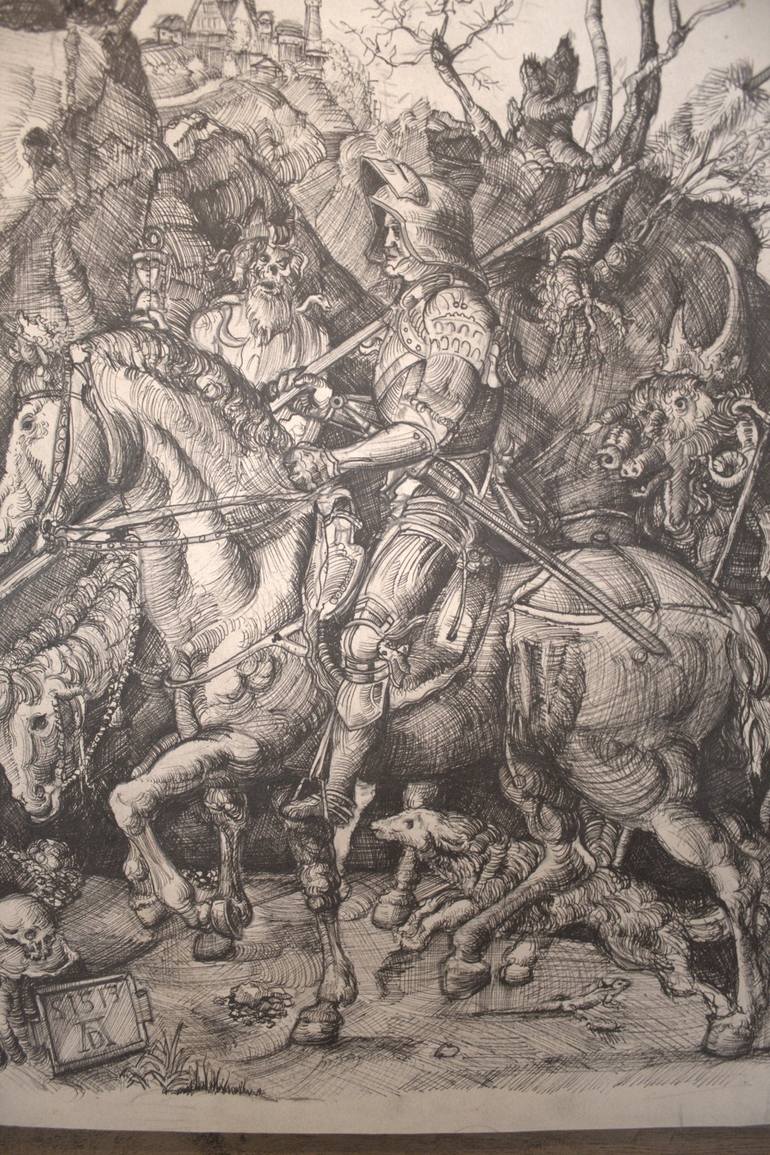 Knight, Death, Devil Drawing by David Mlinaric | Saatchi Art
