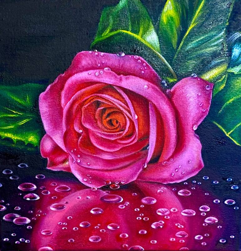 Romantic rose Painting by Kateryna Hnunian | Saatchi Art