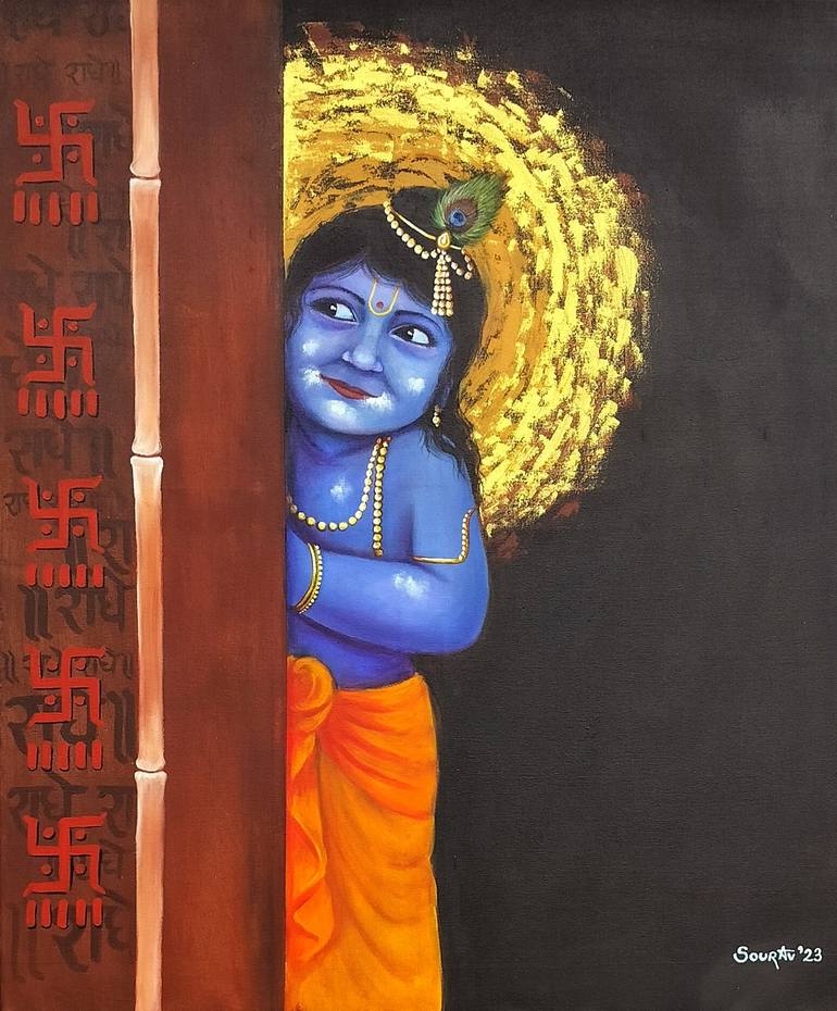 Bal Gopal 2 Painting by Sourav Sinha | Saatchi Art