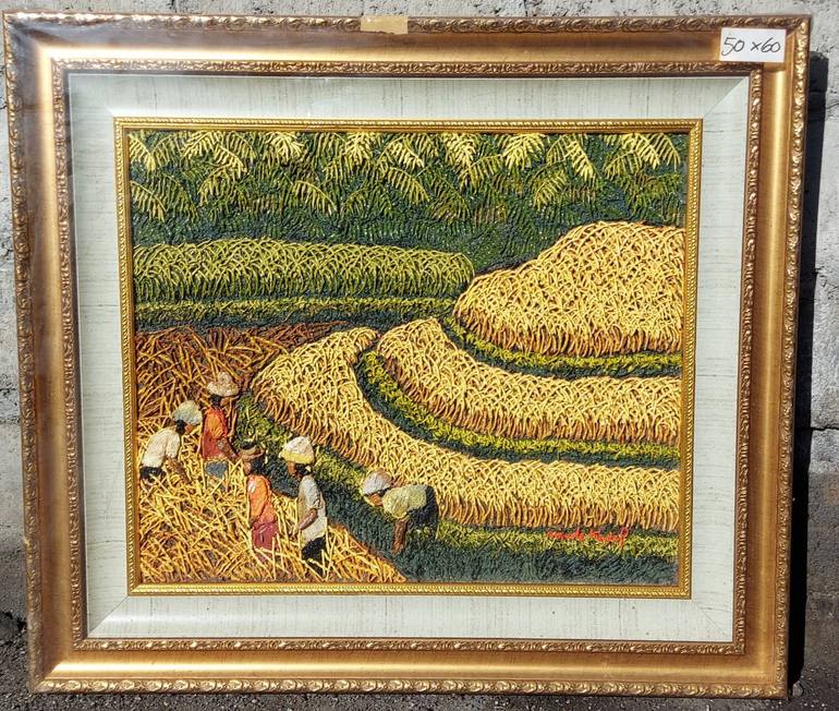Abundant Rice Harvest Painting by Asep M Rosana | Saatchi Art