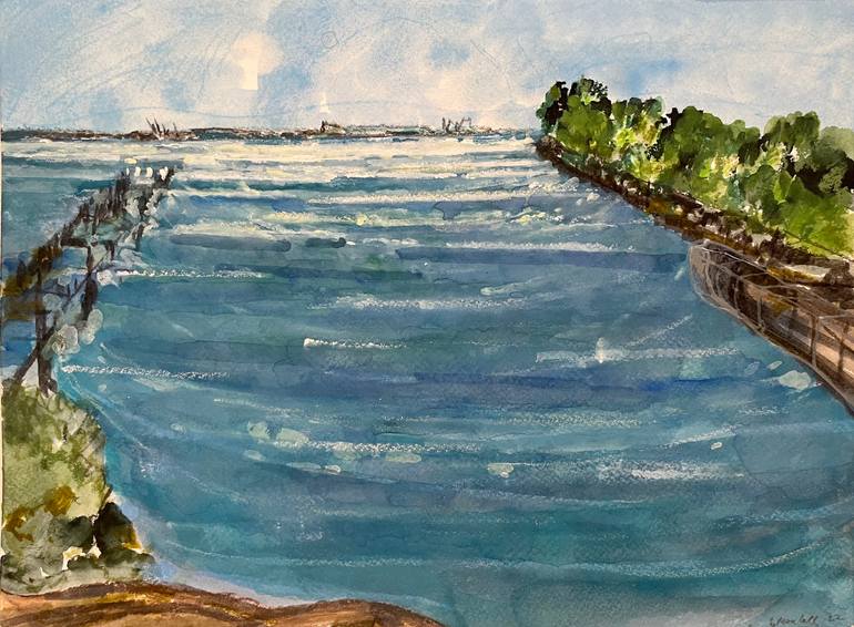 Bush Terminal Park, High Tide Fills In Painting by Eliot Markell ...