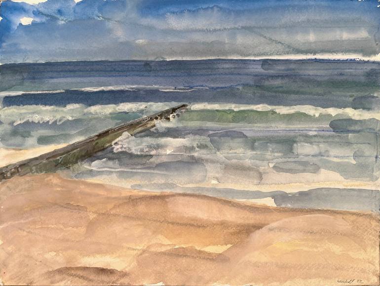 Heavy Swells, Rough Surf, Riis Park Painting by Eliot Markell | Saatchi Art