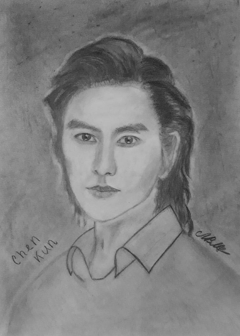 Pencil portrait of Chinese actor Chen Kun. Drawing by Maria Molchanova ...