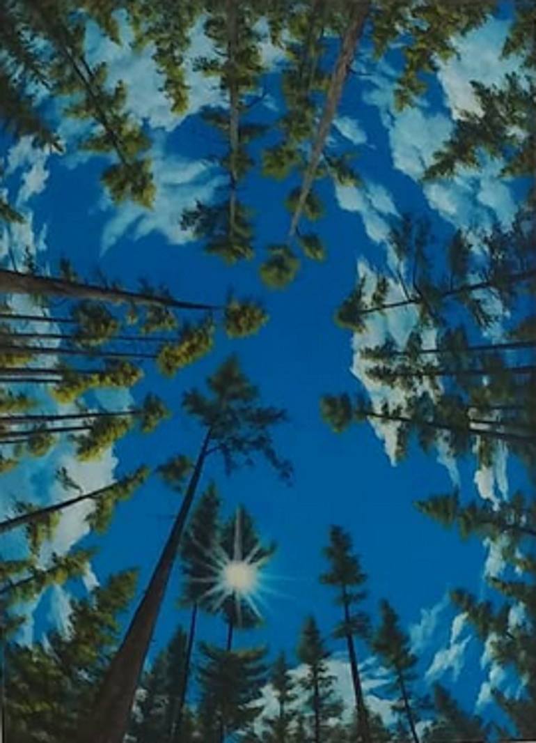 sky in the forest Painting by Mariia Marchenko | Saatchi Art