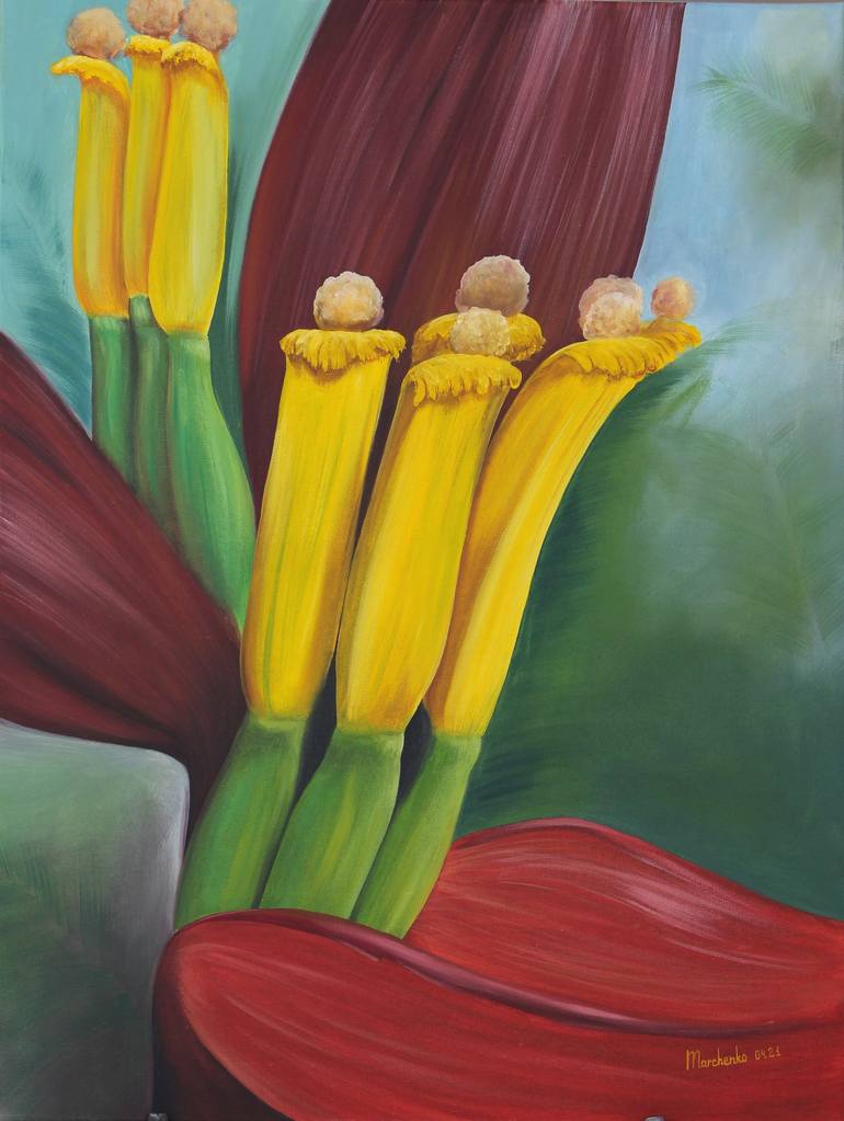 banana flower, painting in the study, living room, bedroom Painting by ...