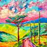Pink Tuscany Road Summer Landscape. Painting by Viktoriya Filipchenko | Saatchi Art