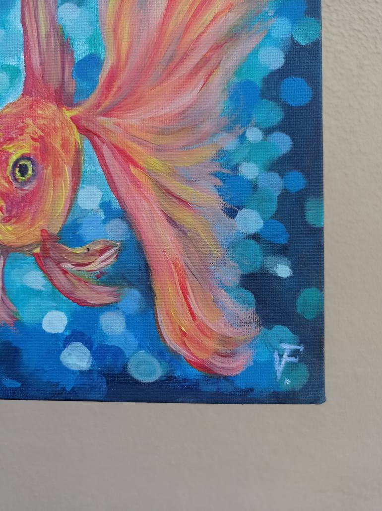 Goldfish 2 Underwater Animals Original Painting. Painting by Viktoriya ...