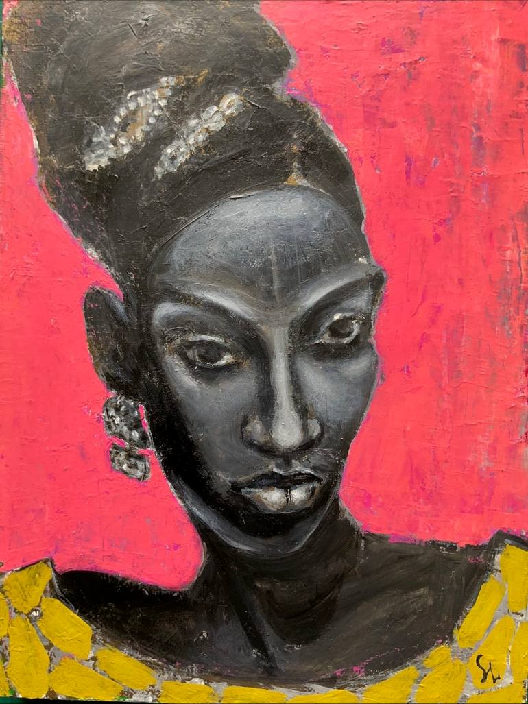 Her rival in yellow and pink Painting by Svetlana Lapteva | Saatchi Art