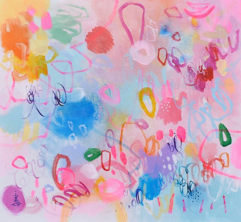 Filling the Blanks with Happy Thoughts Painting by Misako Chida ...