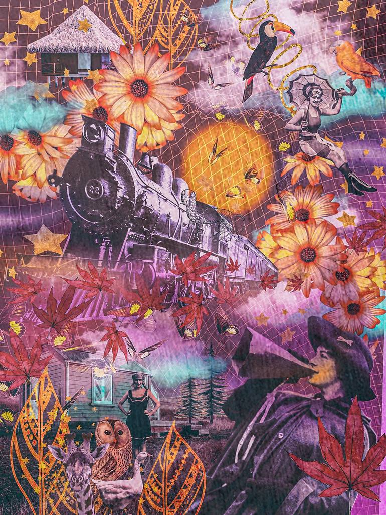 The Train Collage by Artpartee Prints | Saatchi Art