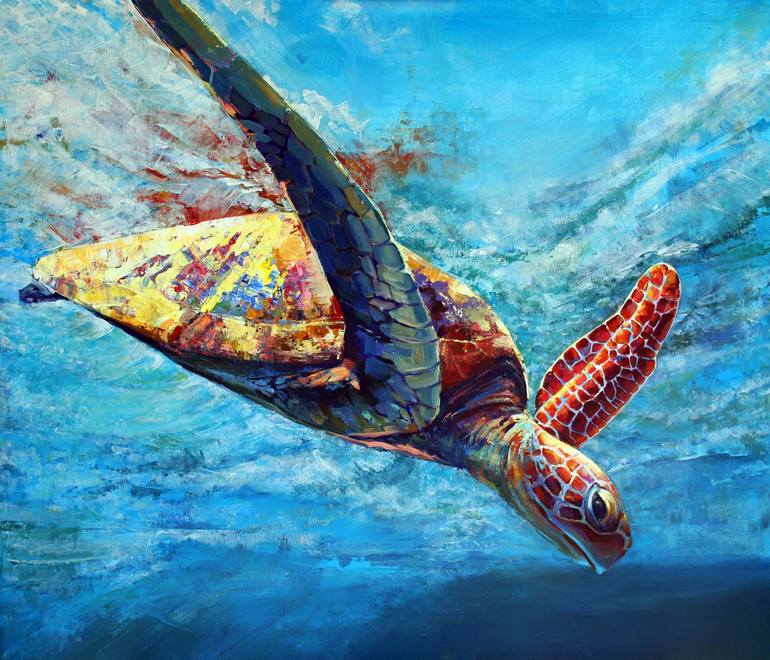 Big turtle Painting by Tanya Vell | Saatchi Art