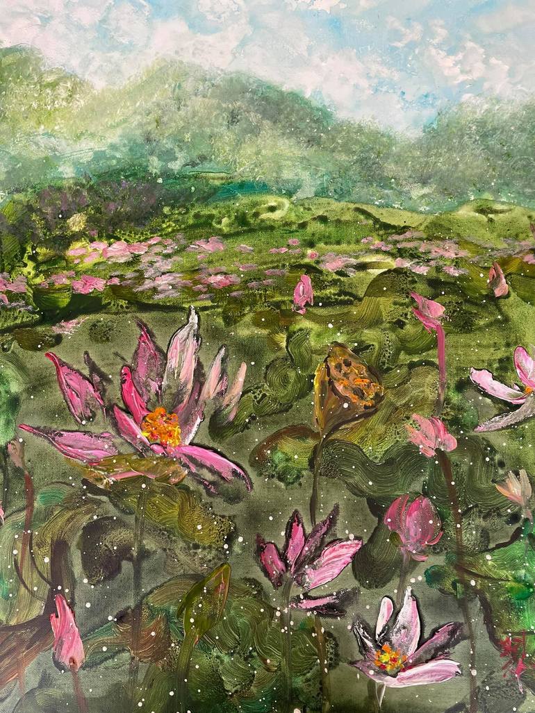 Pink Lotus Painting by Grace Chew | Saatchi Art