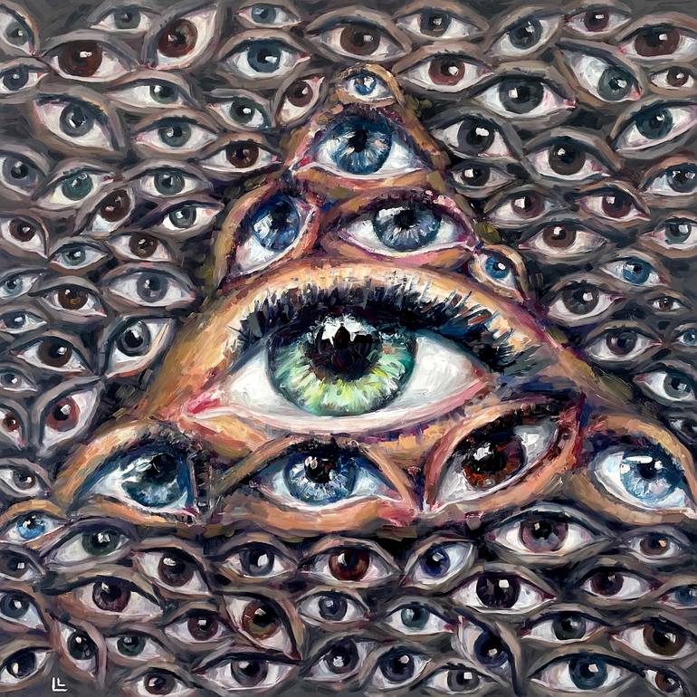 Surreal art, painting eyes, Masonic sign, surrealism Painting by Leah ...