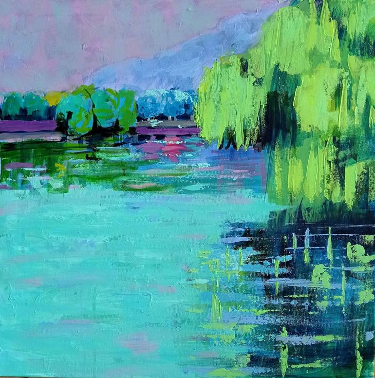 Green and blue color tones Painting by Erika Balla | Saatchi Art