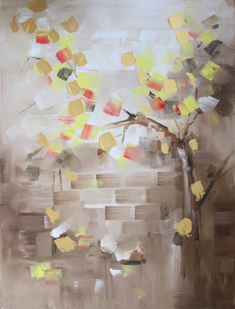 Abstract tree with fallen leaves Painting by Muhammad Umair | Saatchi Art
