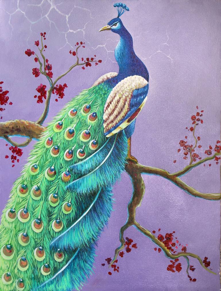 Majestic Grace - Indian Peacock Painting Painting by Muhammad Umair ...
