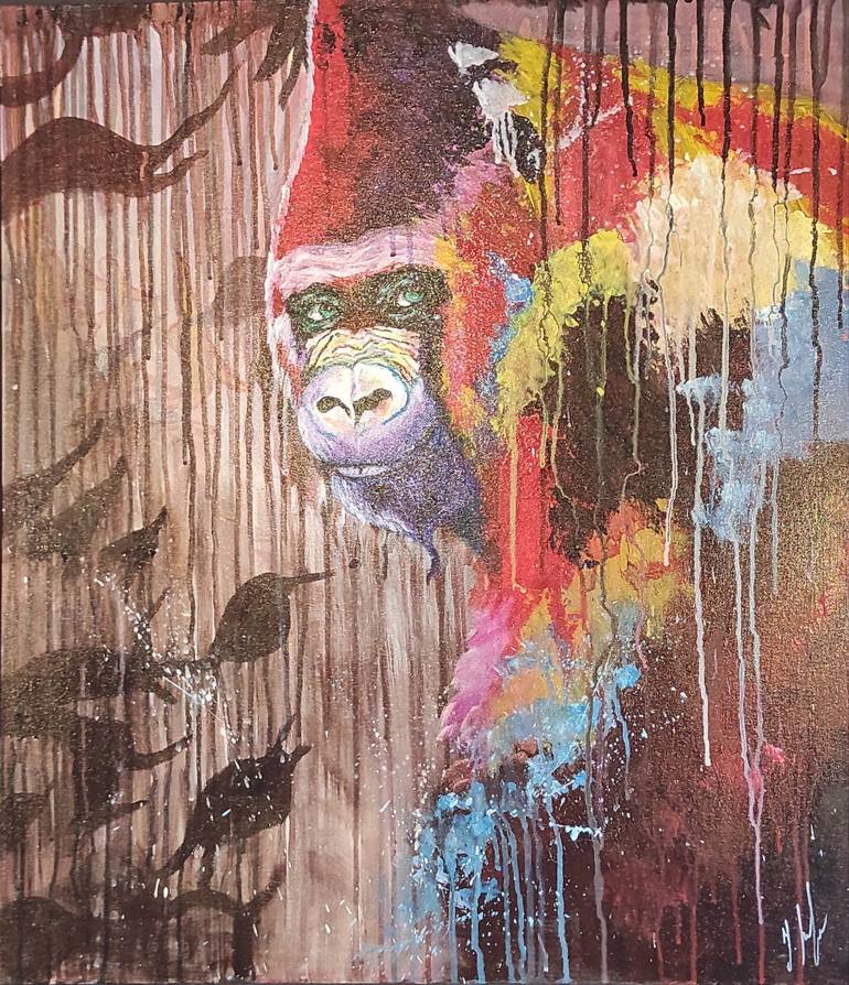 Sad Monkey Painting by Julia Rusanova | Saatchi Art