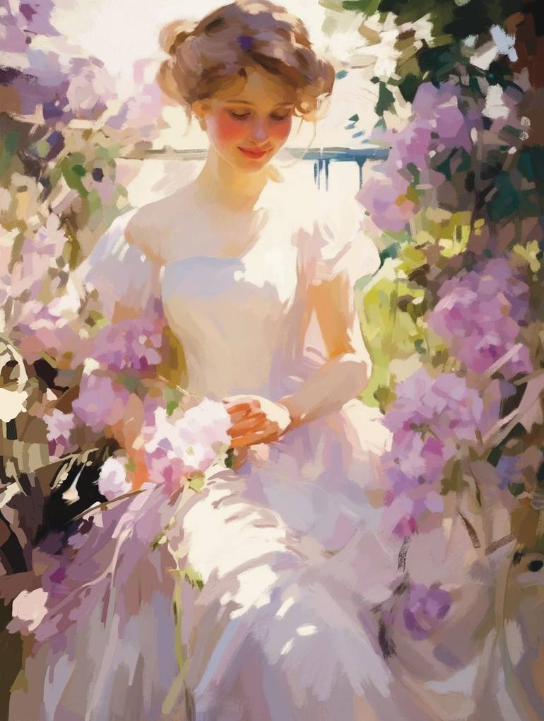 The girl in glycinia Digital by Lana Boliukh | Saatchi Art