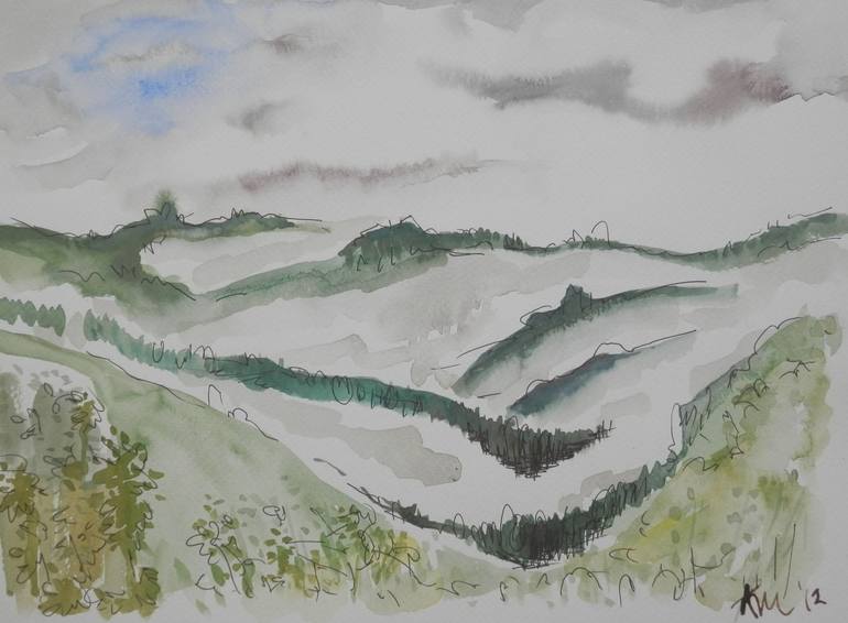 Line view valley Drawing by Alex Mackenzie | Saatchi Art