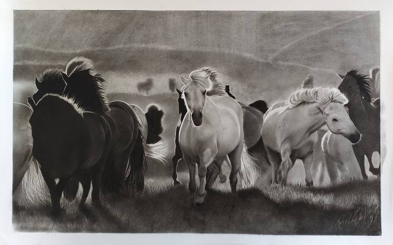 Run Happy Drawing by Bharat Rai | Saatchi Art