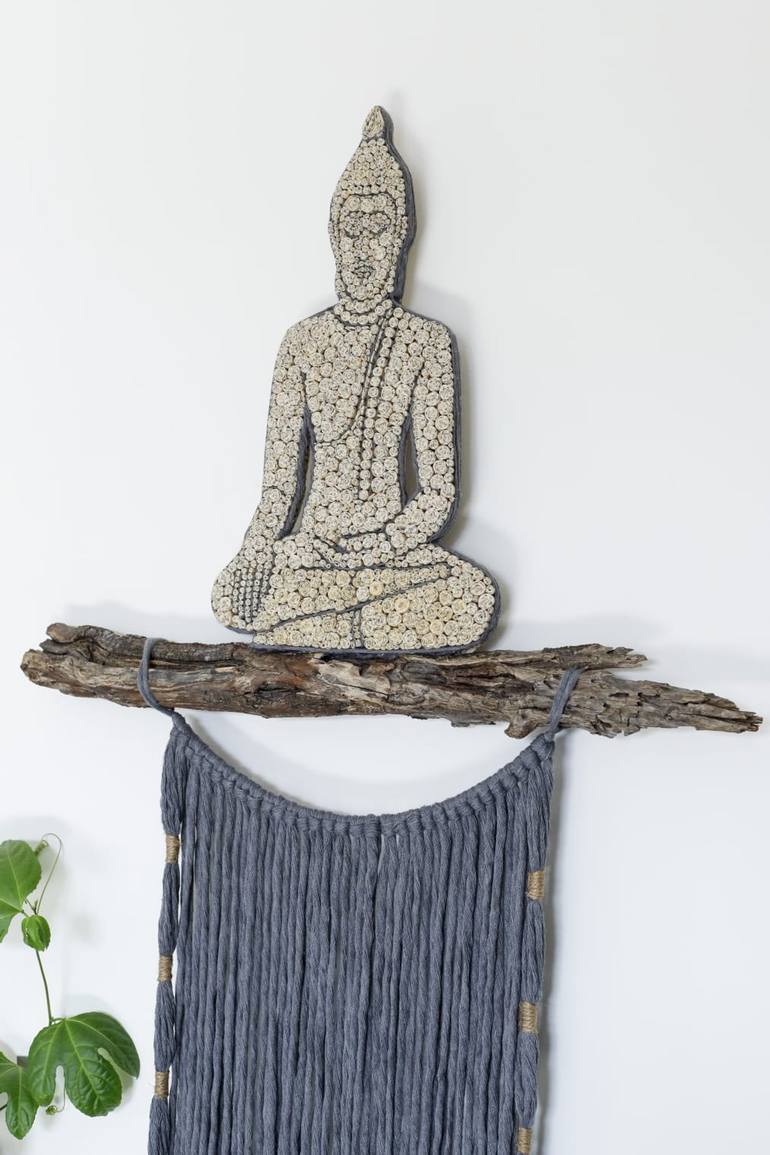 Buddha made from old recycled books and macrame string Sculpture by ...
