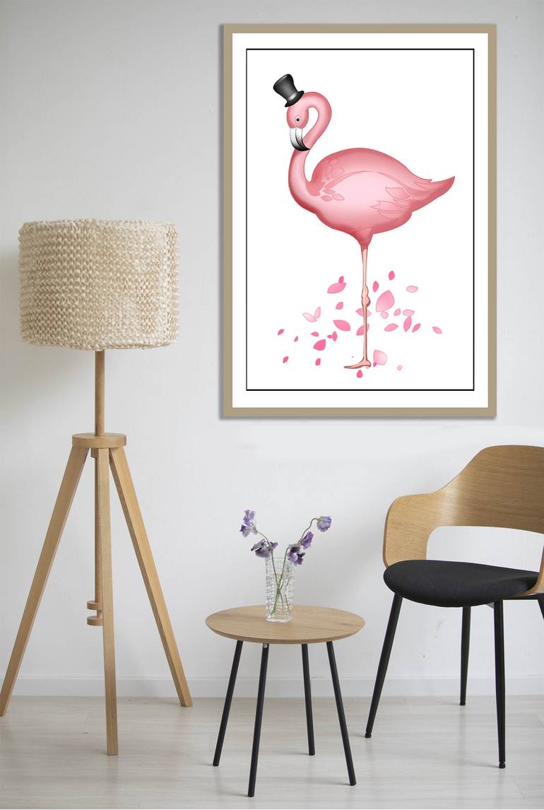 Pink Flamingo Birds Digital by Mandeep Pannu | Saatchi Art
