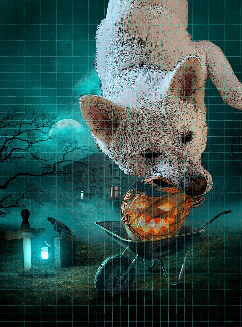 PUMPKIN DOGE Painting by ignacio scavo | Saatchi Art