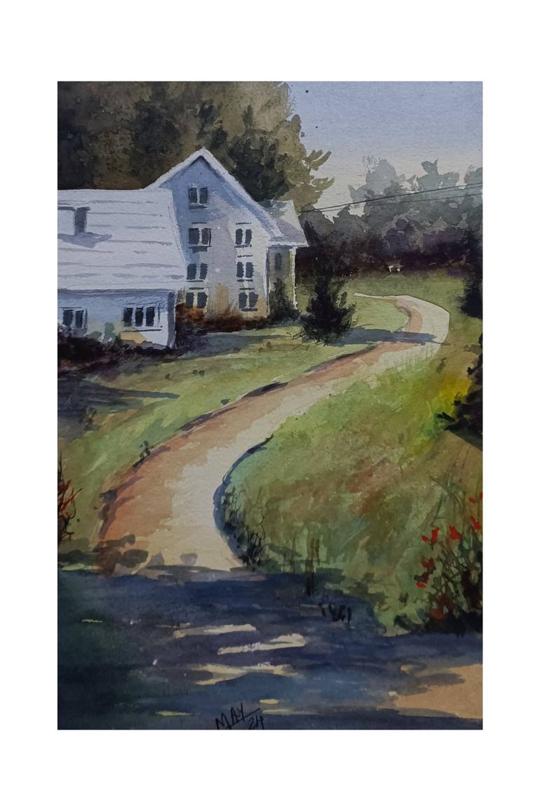 Home by the countryside Painting by Mrinmay Sebastian | Saatchi Art