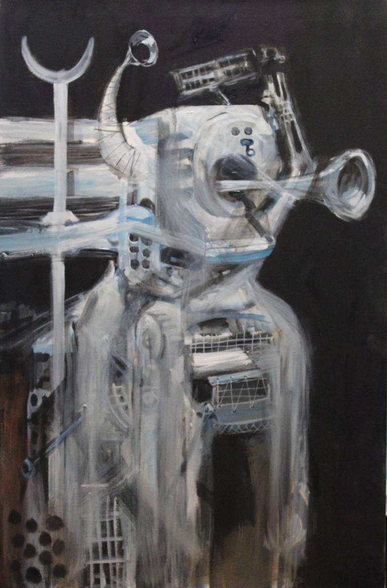 Machine to anounce truth. Painting by Danilo Peguero | Saatchi Art