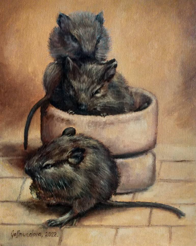 Degu, oil painting Painting by Nadezhda Gellmundova | Saatchi Art