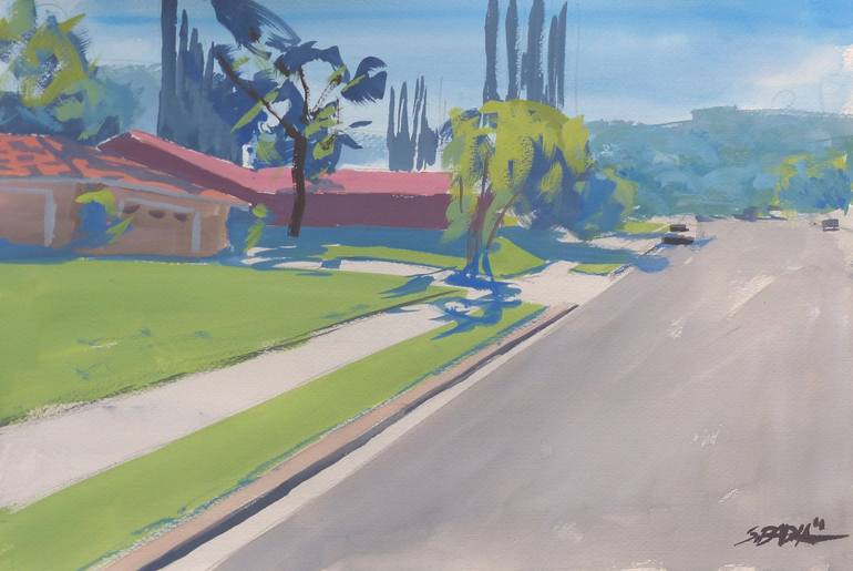 A street in L.A. Painting by Sébastien Badia | Saatchi Art