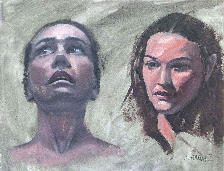 Two portraits 2 Painting by Sébastien Badia | Saatchi Art