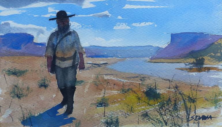 Man walking Painting by Sébastien Badia | Saatchi Art