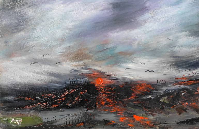 The Sun is Drowning Painting by Robert Mojsov | Saatchi Art