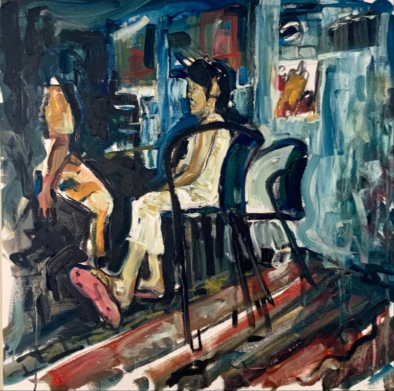 Girl with flip flops Painting by Steve Parnell | Saatchi Art