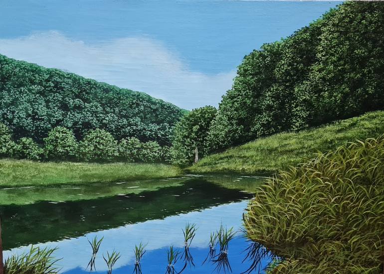 Across the river Painting by Hira Mir | Saatchi Art