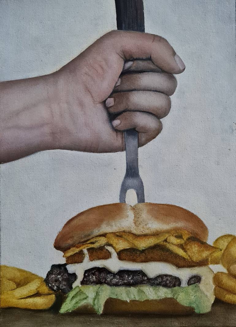 Smash burger Painting by Hira Mir | Saatchi Art