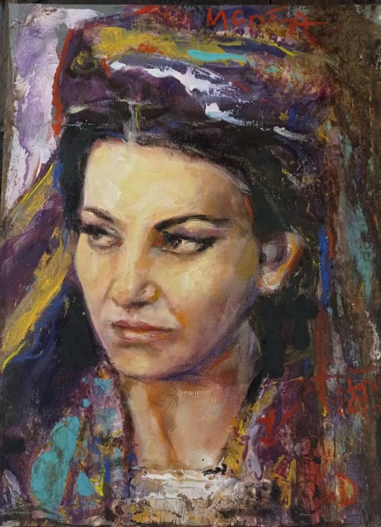 Maria Callas, Medea Painting by LAZAROS PANTOS | Saatchi Art