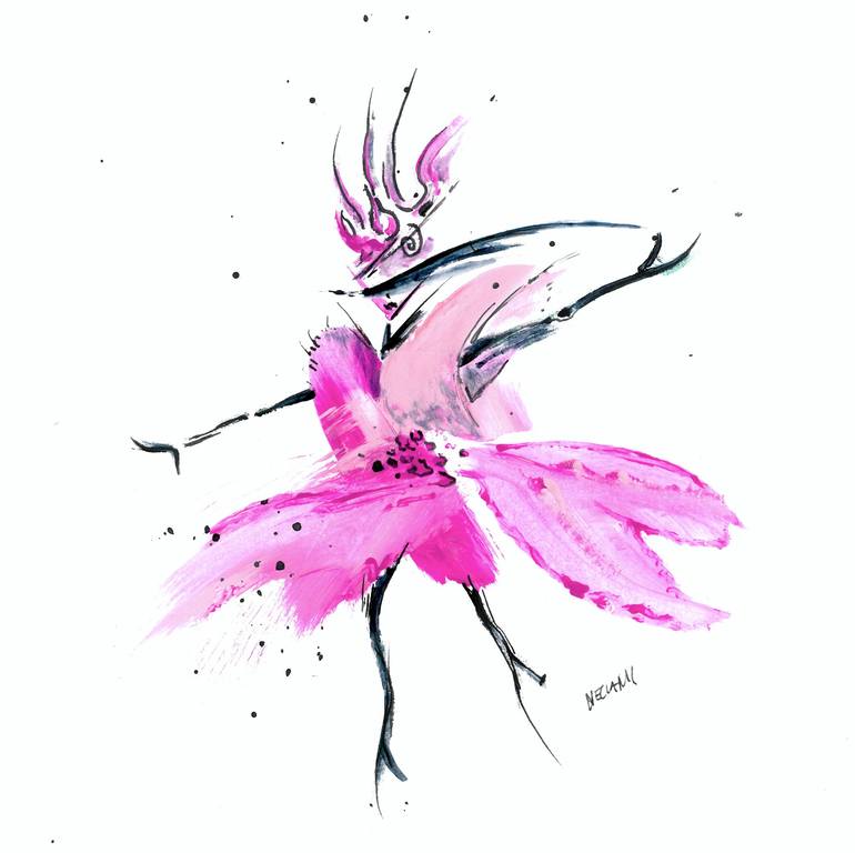 pink-violet flower dancer Painting by Necia Mi | Saatchi Art